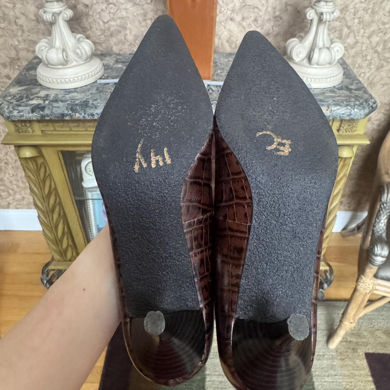 Brown Alligator Skin Print Pointed Toe Mini... | Depop