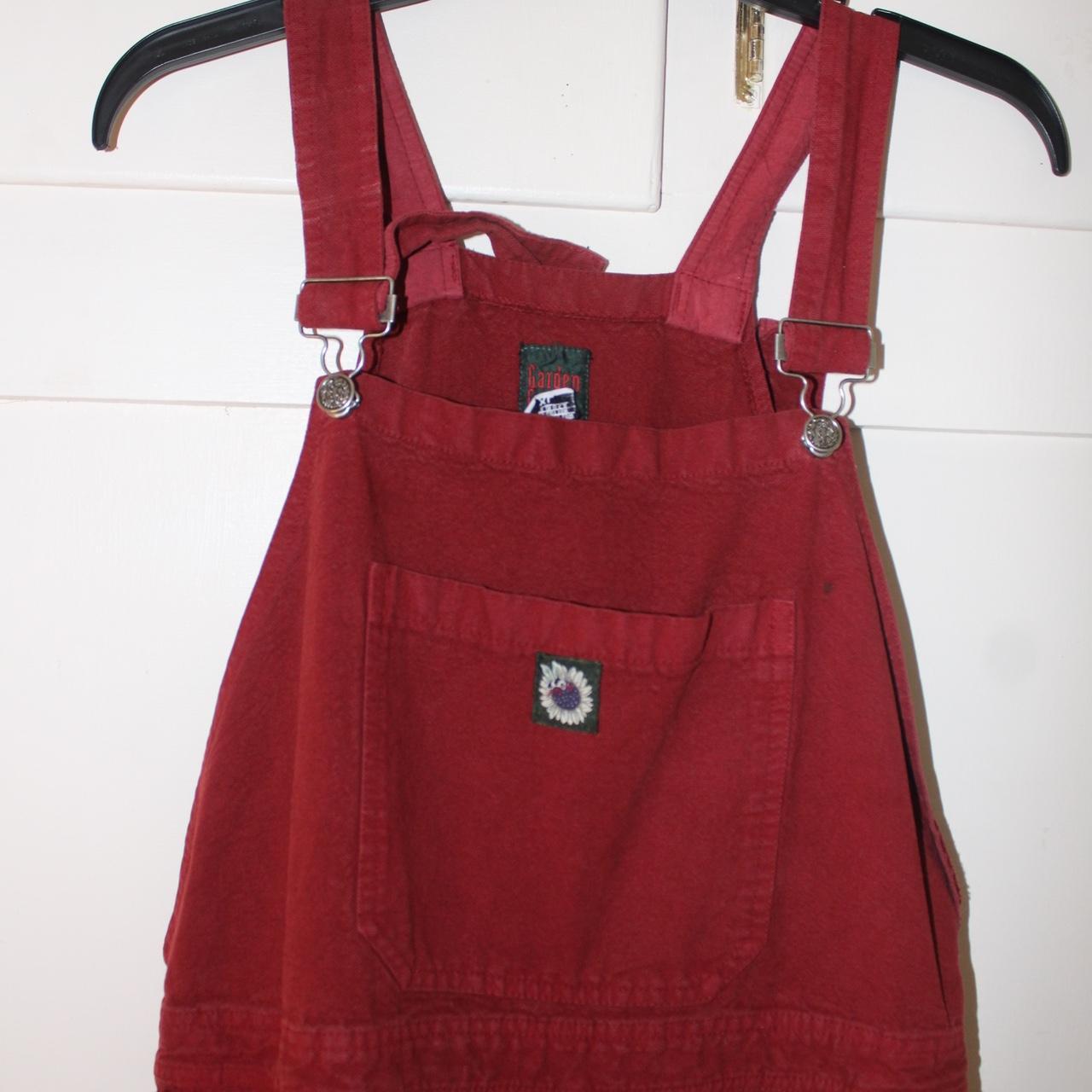 Garden Gear dark red overalls. Literally the cutest... - Depop