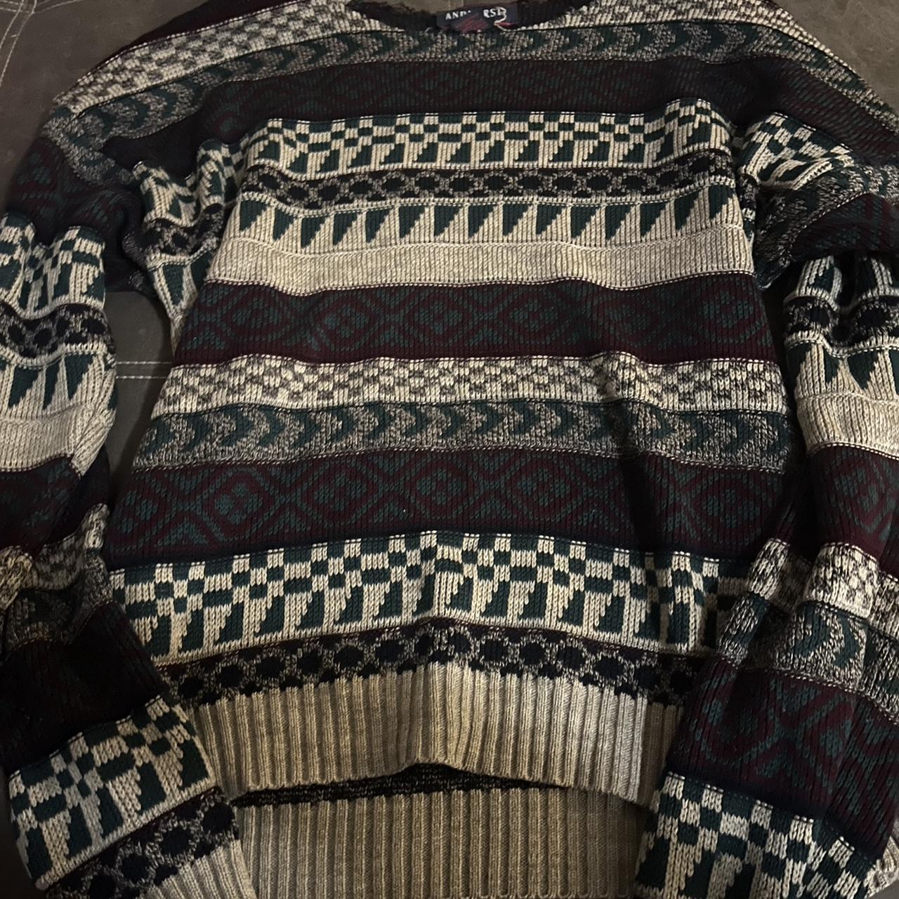 Cute pattern sweater I cut the neck super cute will... | Depop