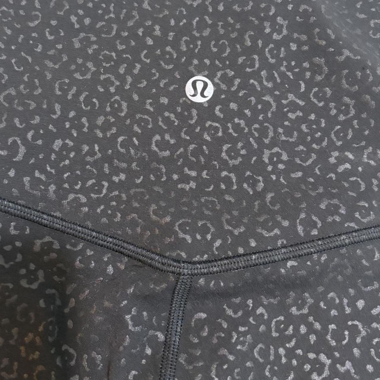 Lululemon black leopard print high-waisted... | Depop