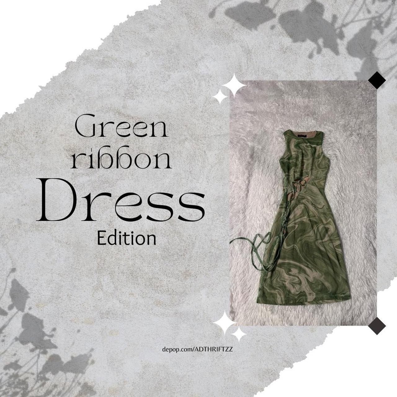 GREEN RIBBON DRESS Sz-S - Depop