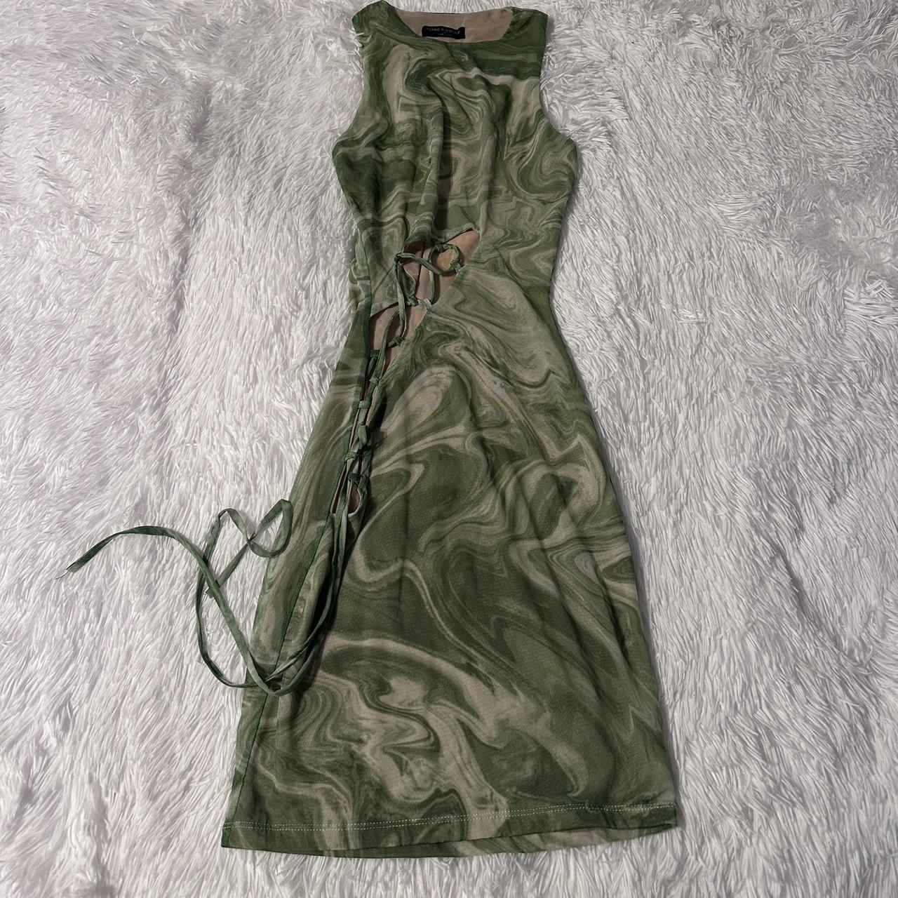 GREEN RIBBON DRESS Sz-S - Depop