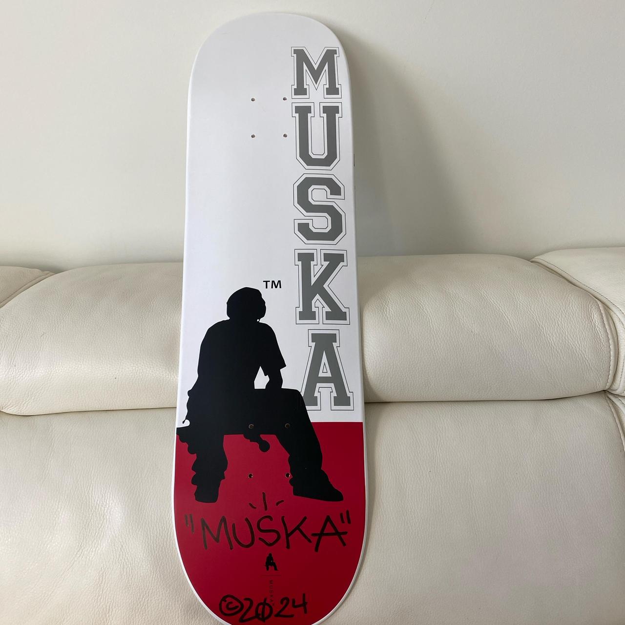 Chad Muska Red on/and White With Black Silhouette... | Depop