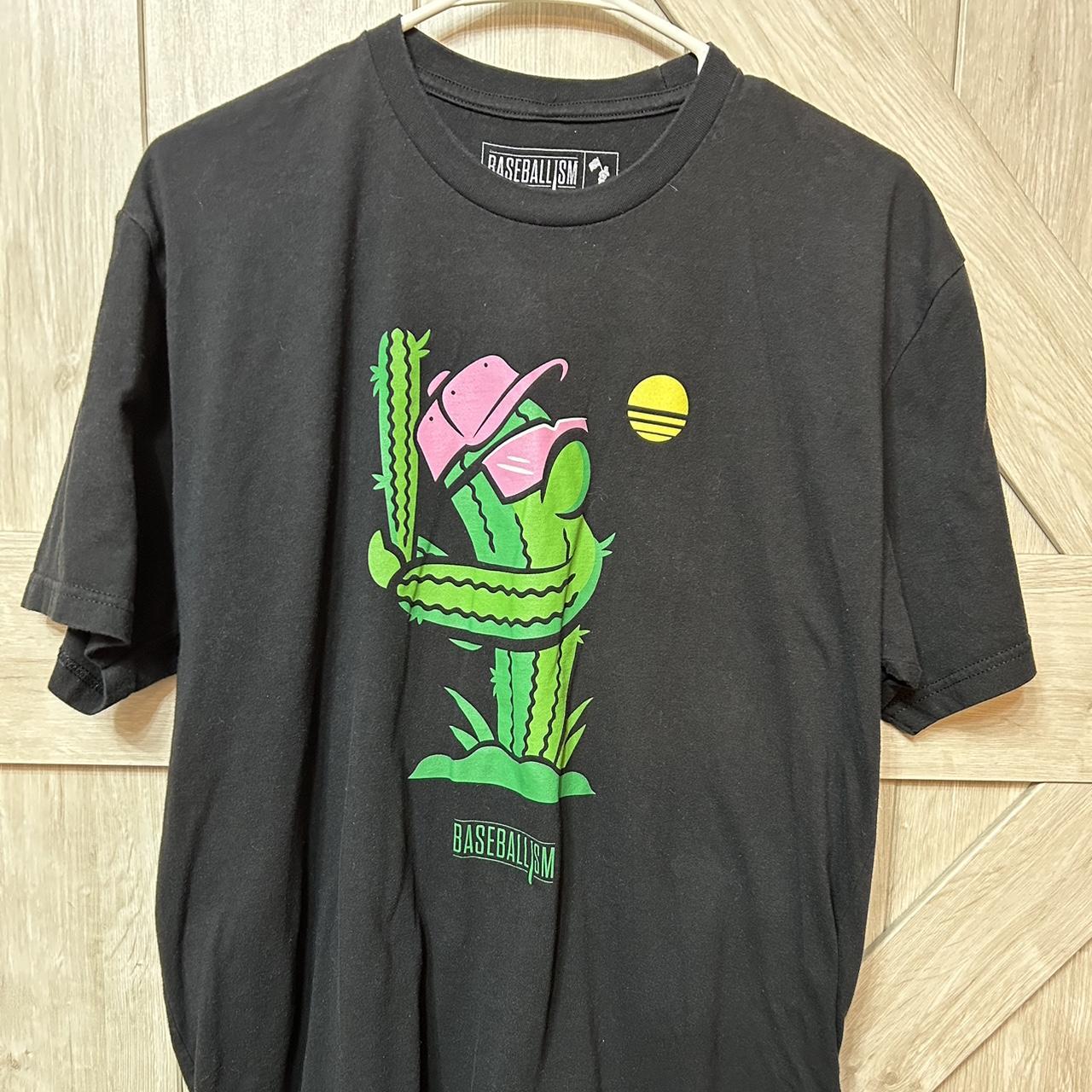 XL Baseballism Black baseball tee with cactus design... | Depop