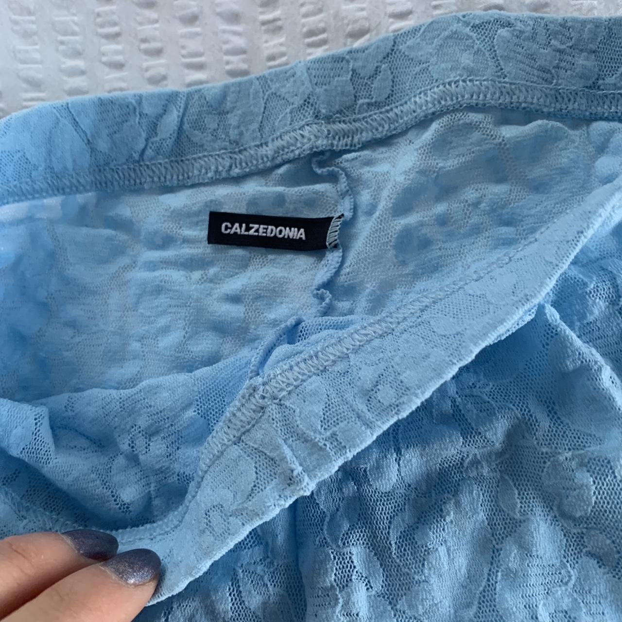 Calzedonia blue lace tights. Size M but would fit an... - Depop