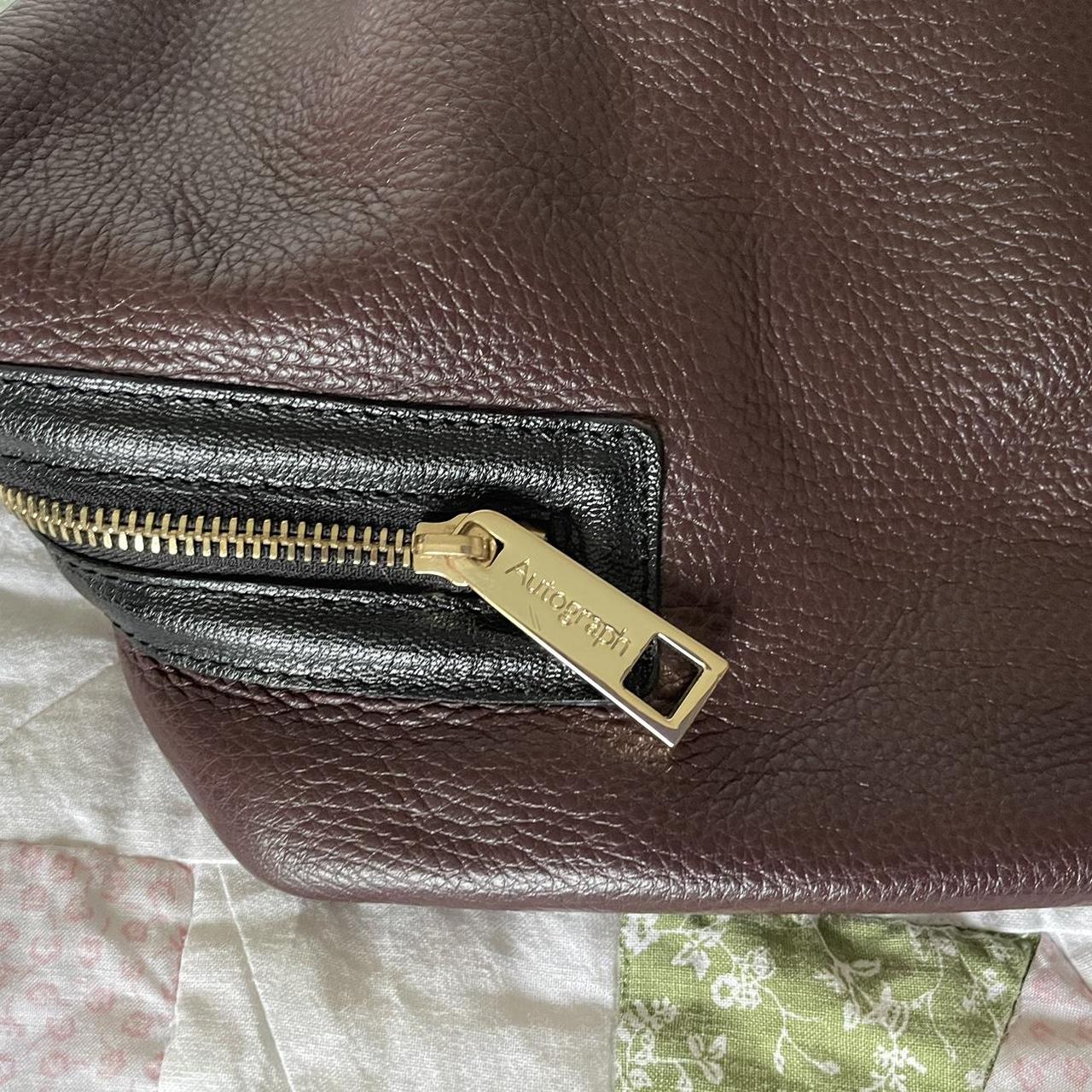 Autograph burgundy/black leather bag #soft... - Depop