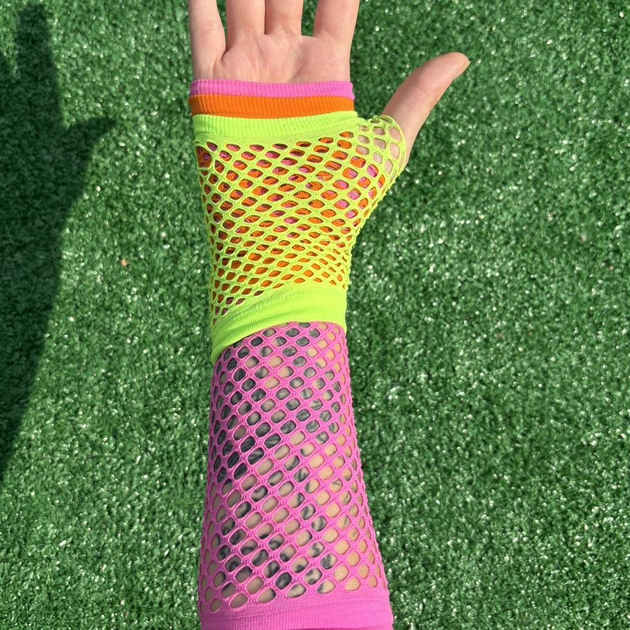 Different neon colored hand fishnets #rave #neon... - Depop