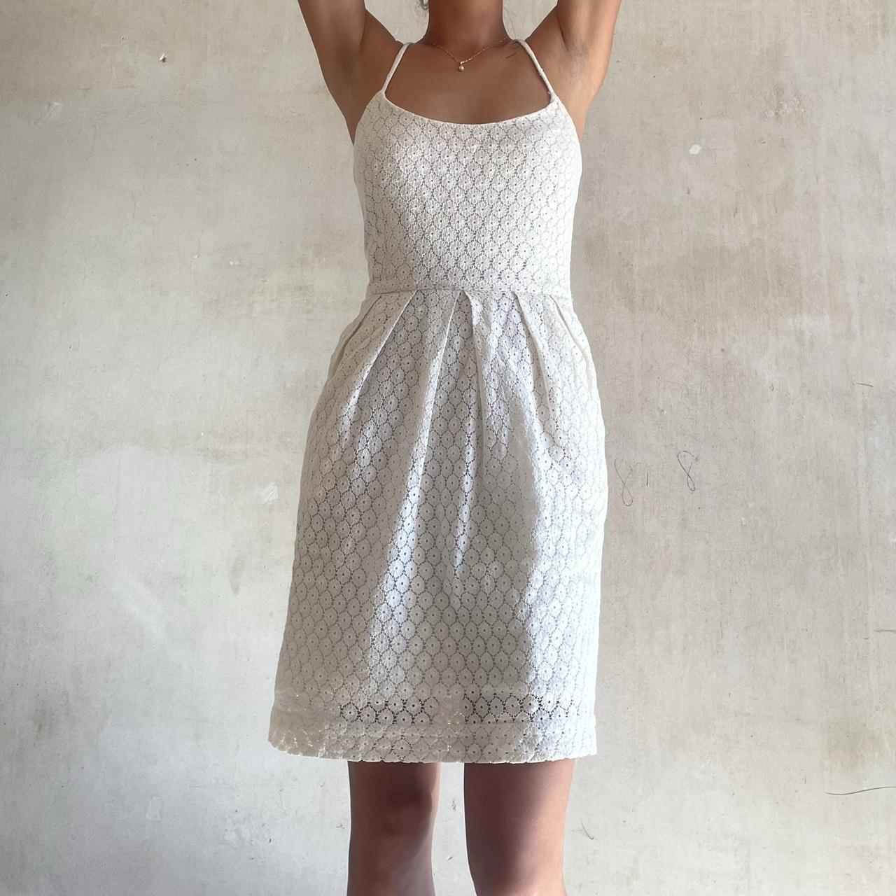 MANGO Off-White Summer Dress - Never Worn Size... - Depop