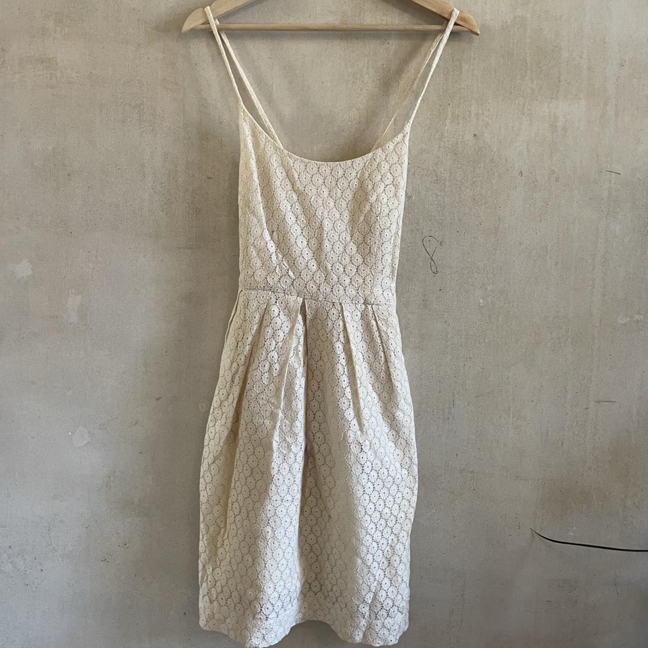 MANGO Off-White Summer Dress - Never Worn Size... - Depop