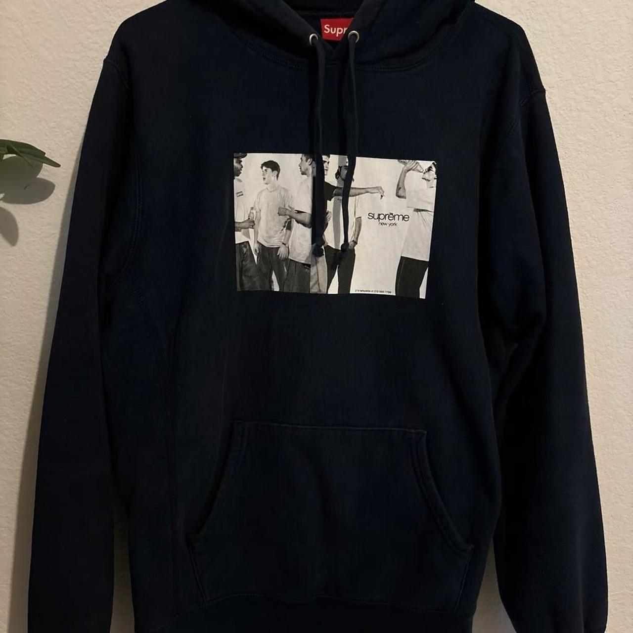 Supreme classic ad hoodie navy - Depop
