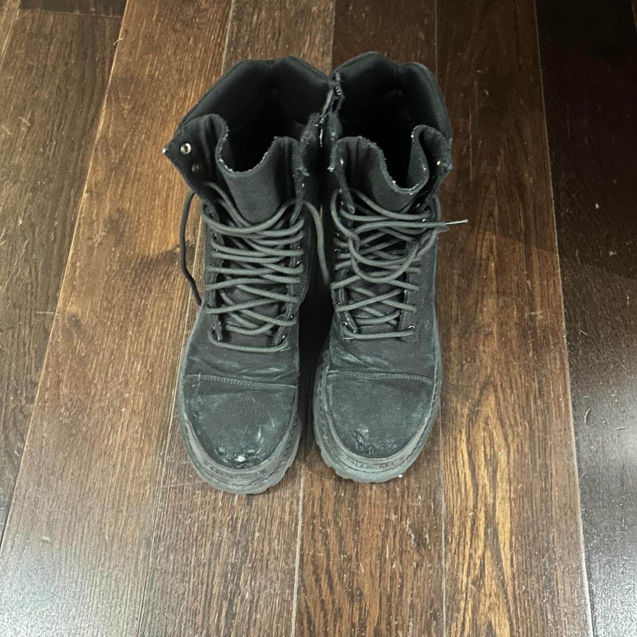 MAKE OFFERS! black Balenciaga strike boot size 45... - Depop