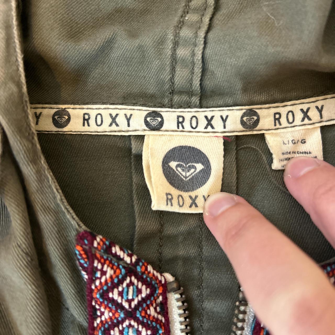 Vintage Roxy green military jacket in size large.... - Depop