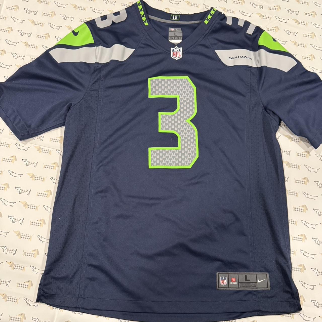 Navy and green Nike Seattle Seahawks Russell Wilson... | Depop