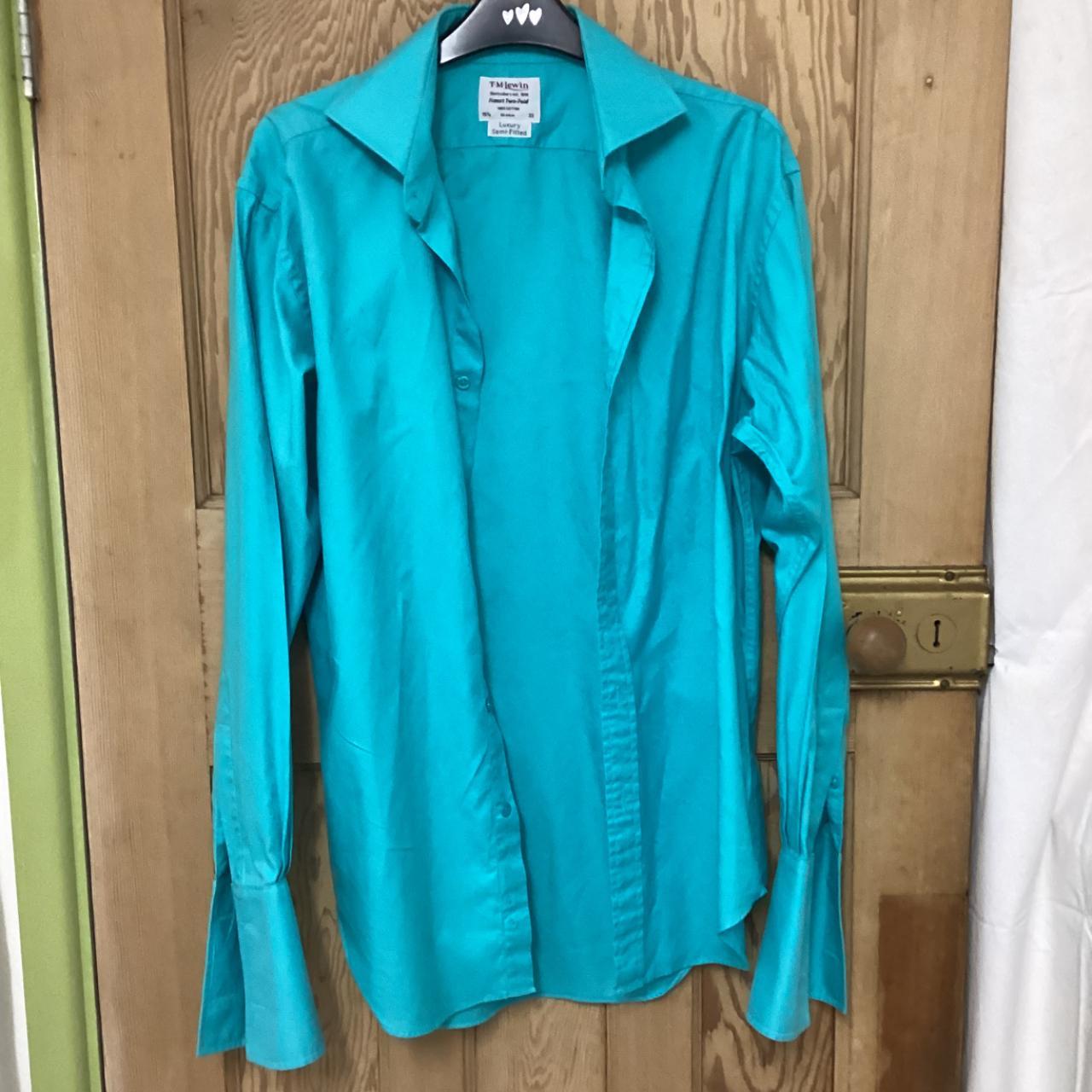 Stunning TM Lewin double cuff turquoise shirt Get... | Depop