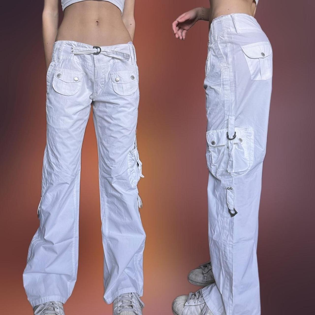 Vintage 90s white low rise cargo pants Perfect... - Depop