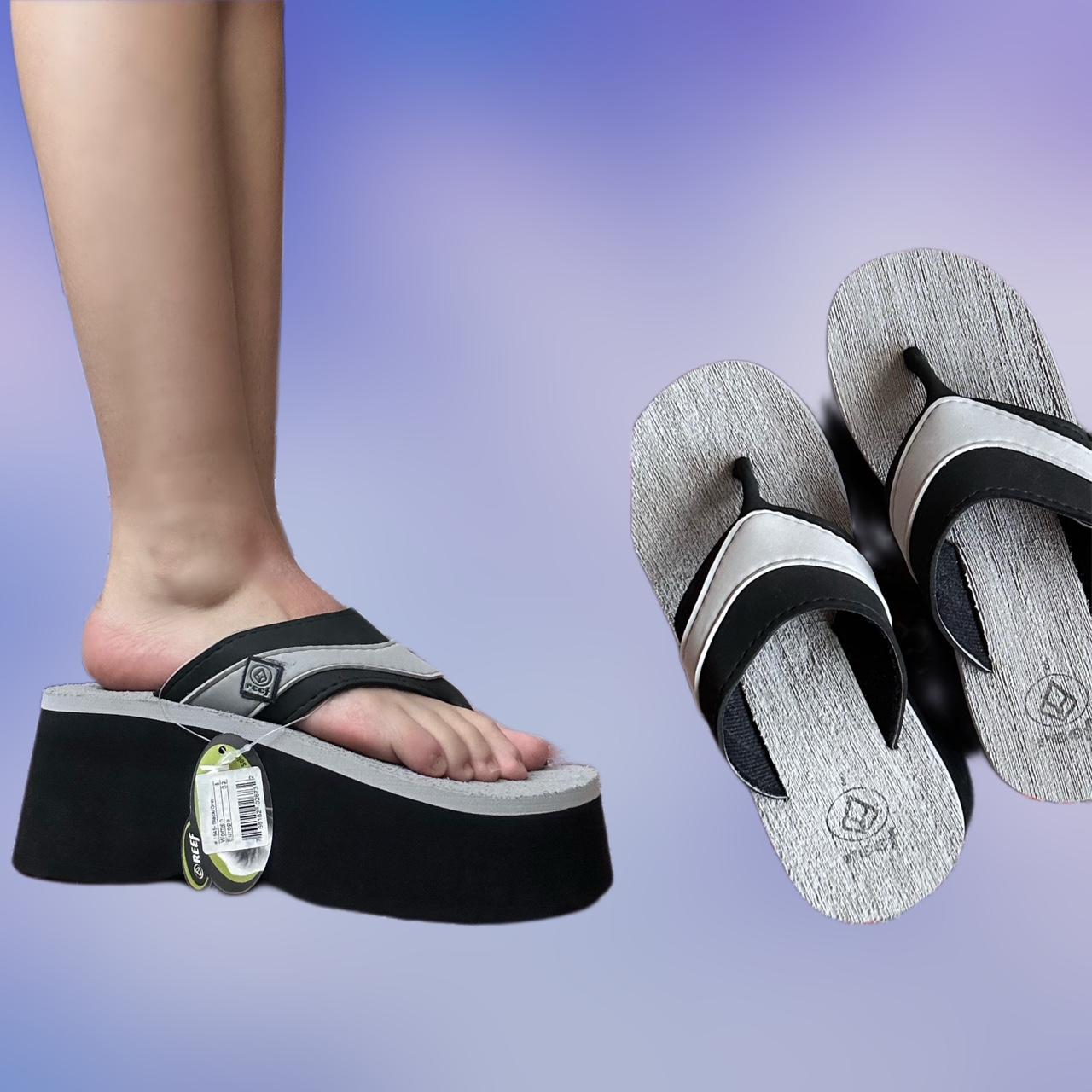 Vintage dead-stock 90s reef chunky plateau flip flops - Depop