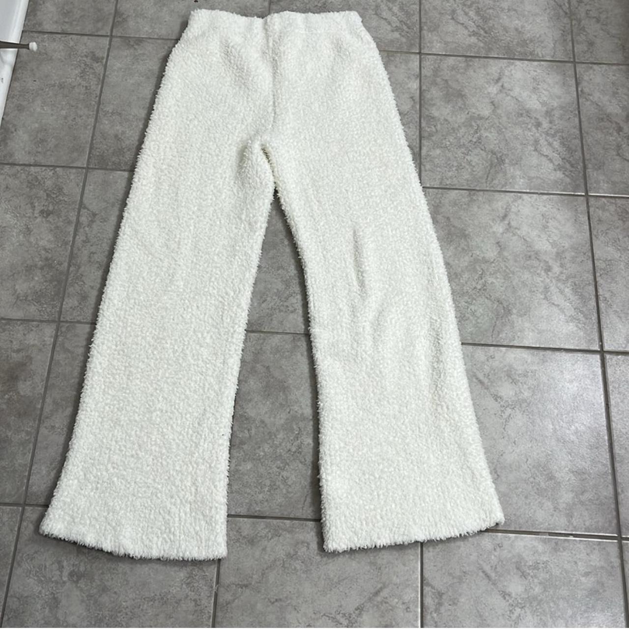 Cozy white fluffy pants #fluffyfashion In excellent... - Depop