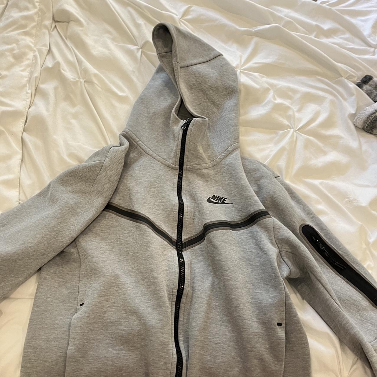 Nike tech fleece grey and black hoodie - Depop