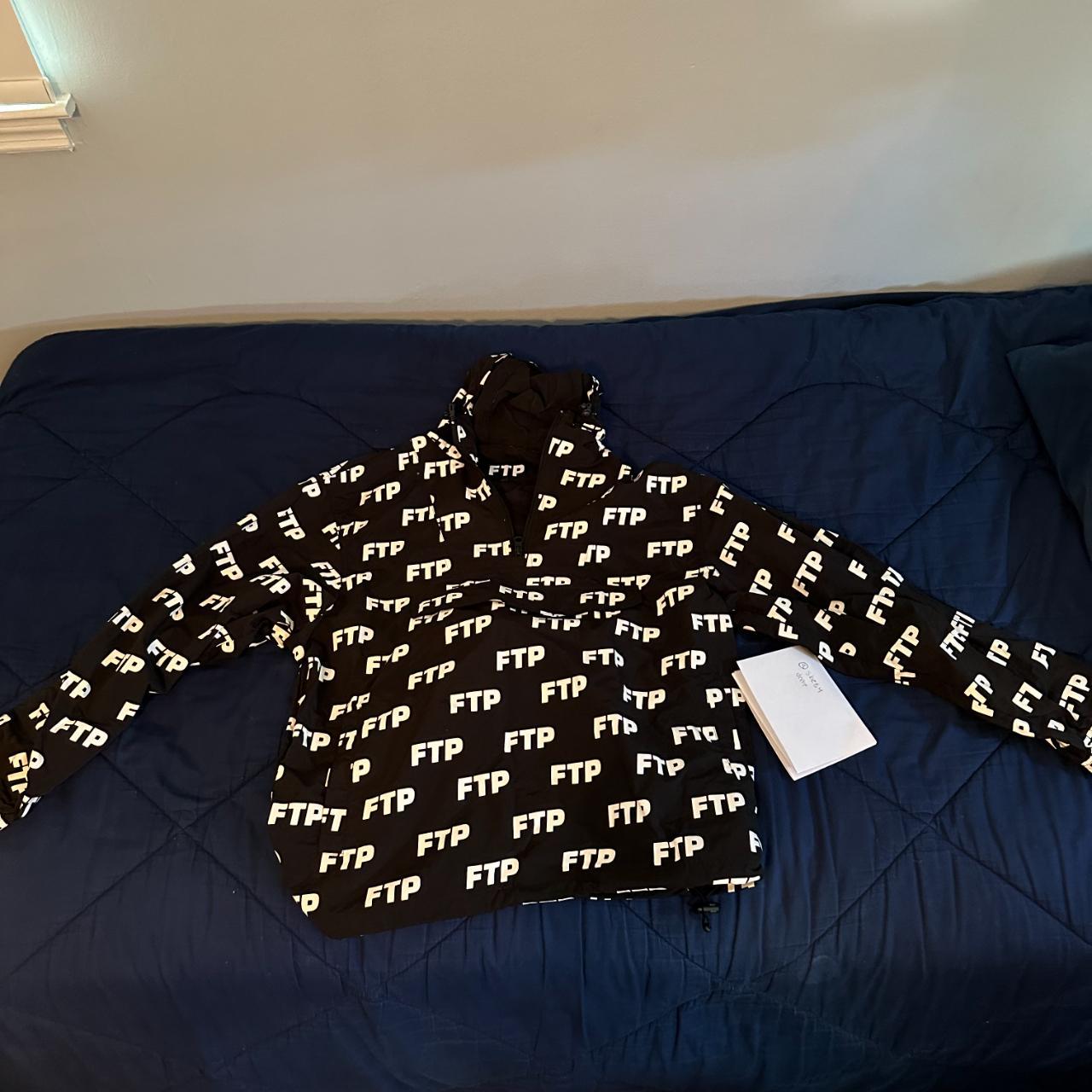 FTP all over black Anorak Size Medium Worn a couple... - Depop