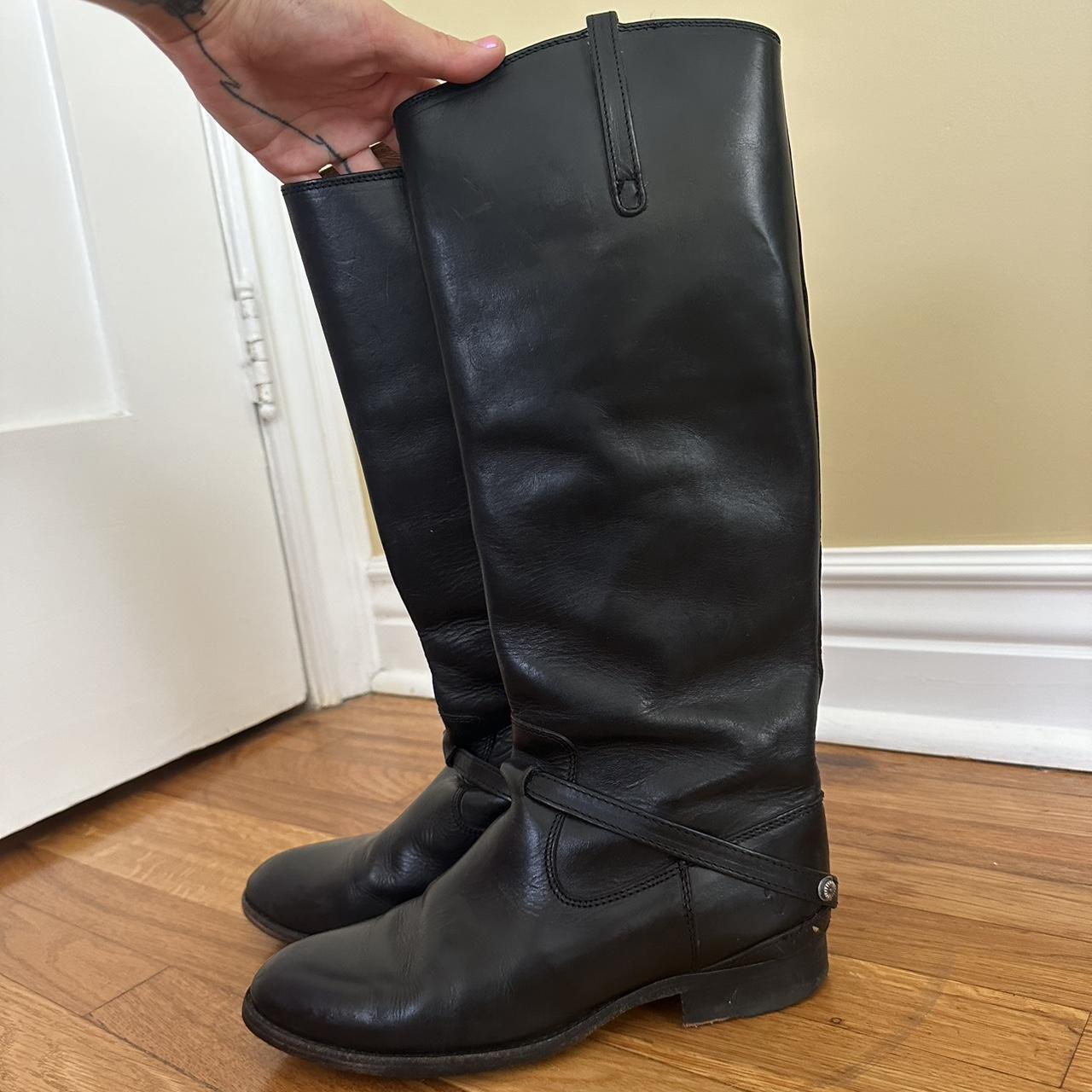 Vintage Black Leather Frye Riding Boots Women’s... - Depop