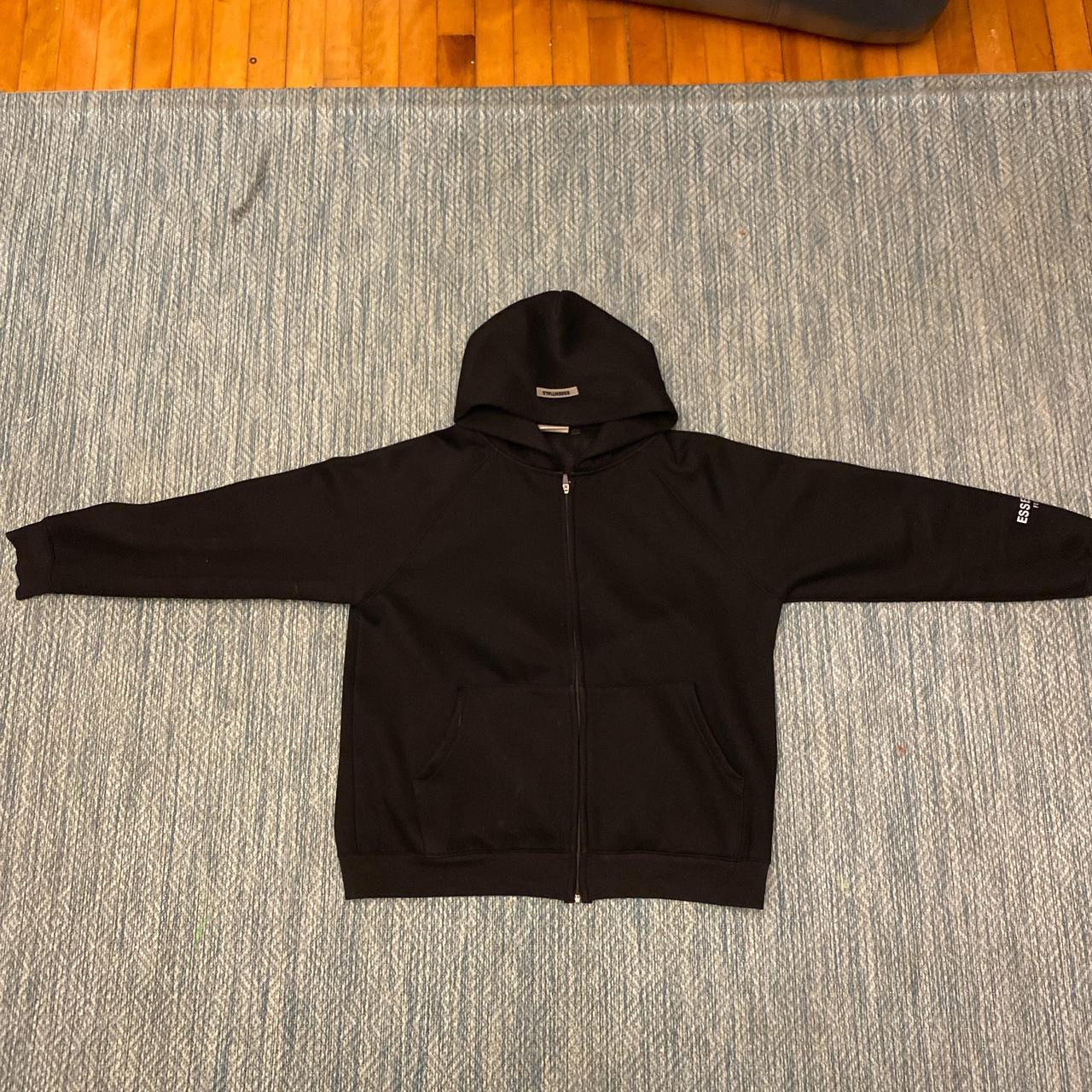Black Essentials Zip-up hoodie Barely worn (used... - Depop