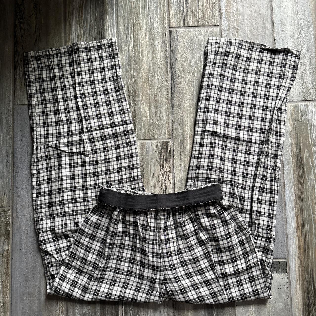 Black and white plaid pajama pants Colsie brand... | Depop