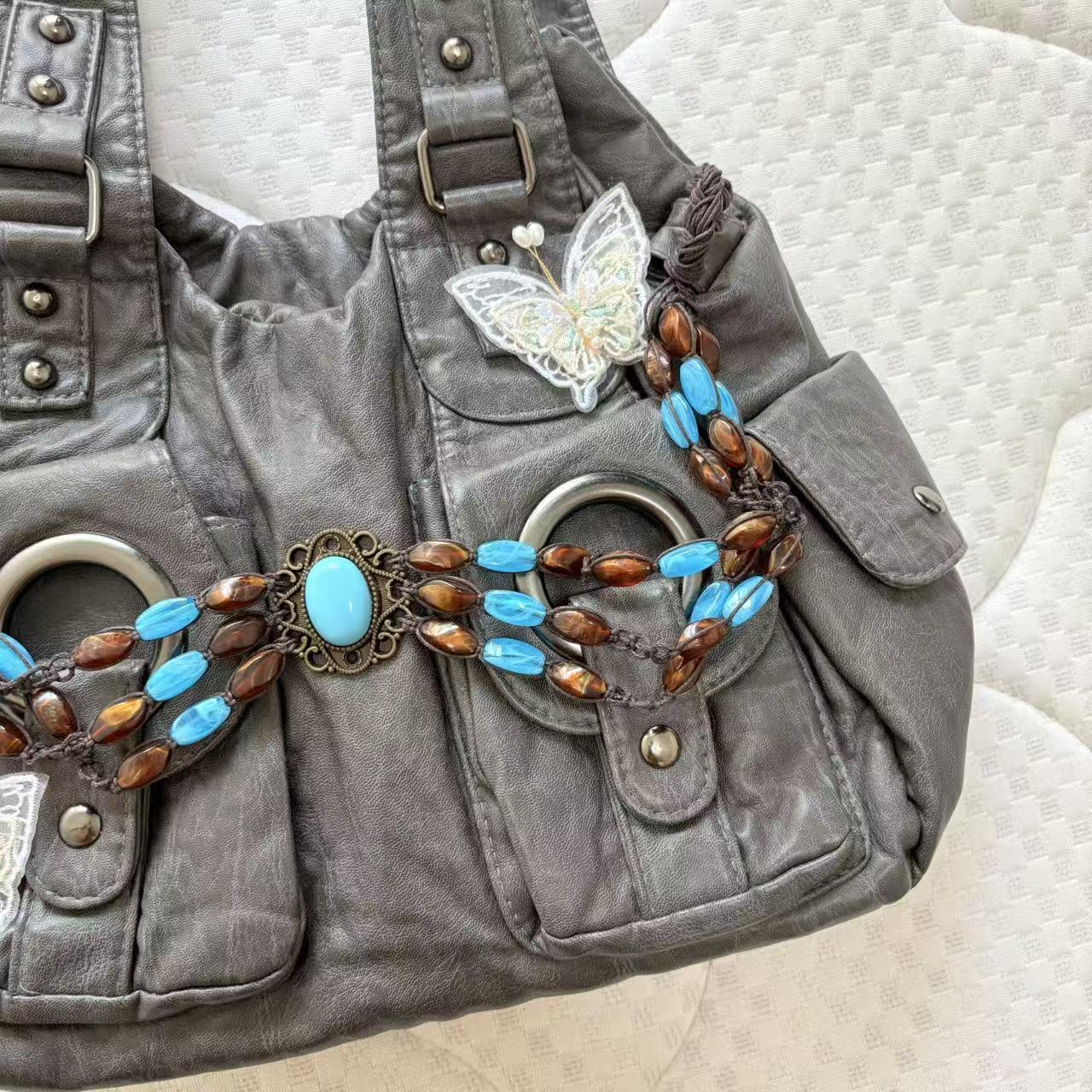 Y2K large tote bag remake tote bag shoulder bag punk... | Depop