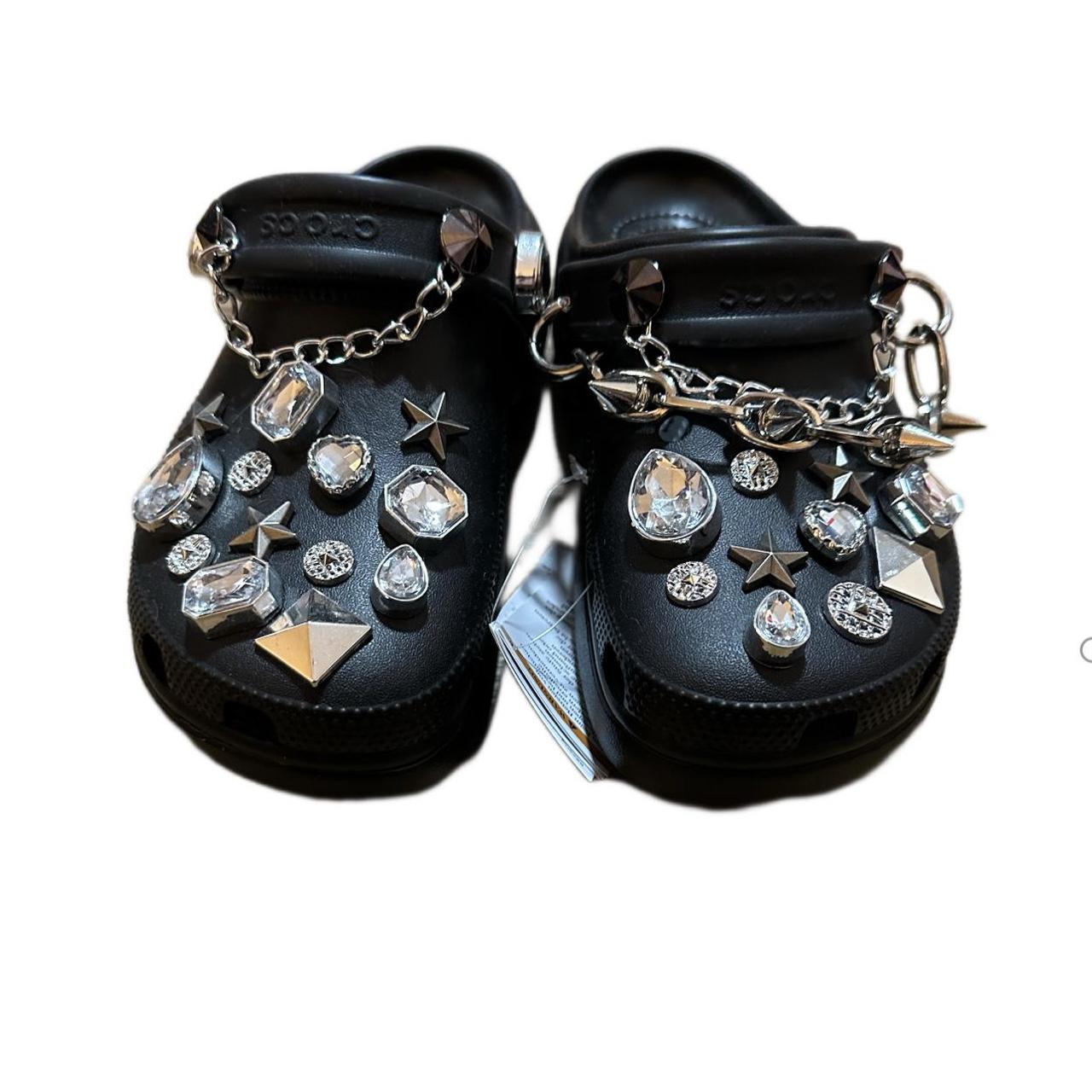 Super cute goth platform crocs, comes with charms,... - Depop
