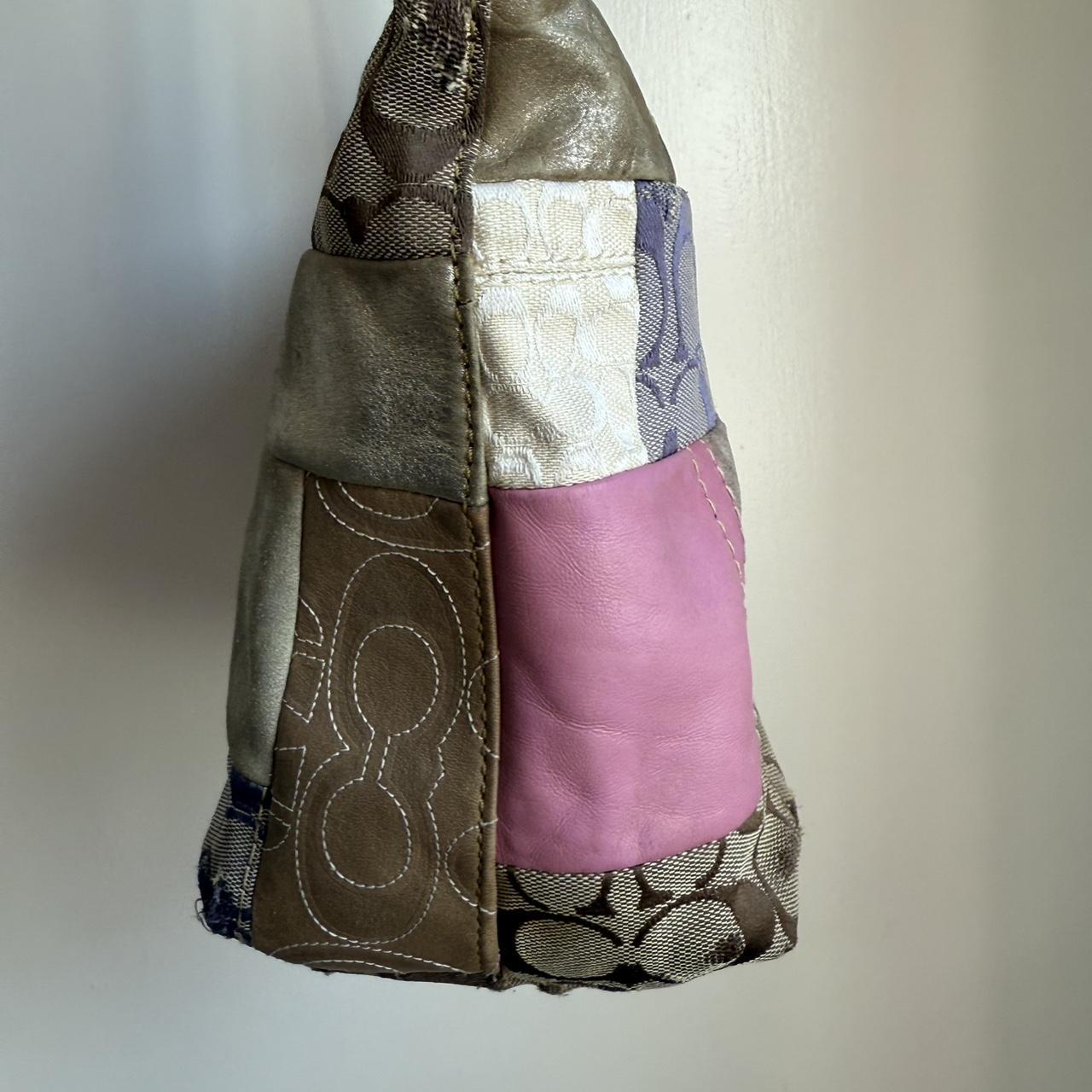 vintage authentic coach patchwork tote bag with gold... | Depop