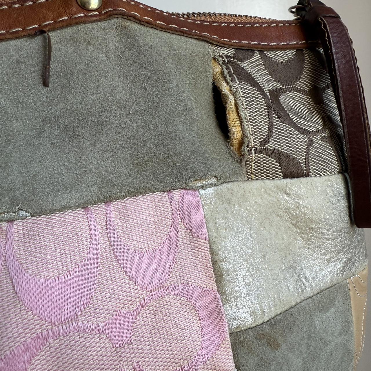 vintage authentic coach patchwork tote bag with gold... | Depop