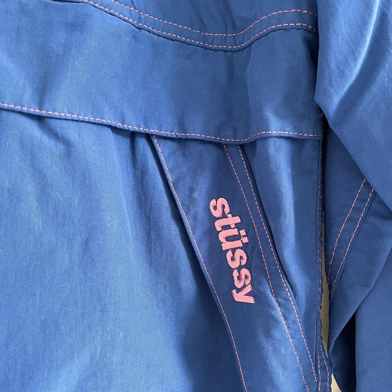 Stussy Half Zip Jacket Pink & Blue Size ~... - Depop