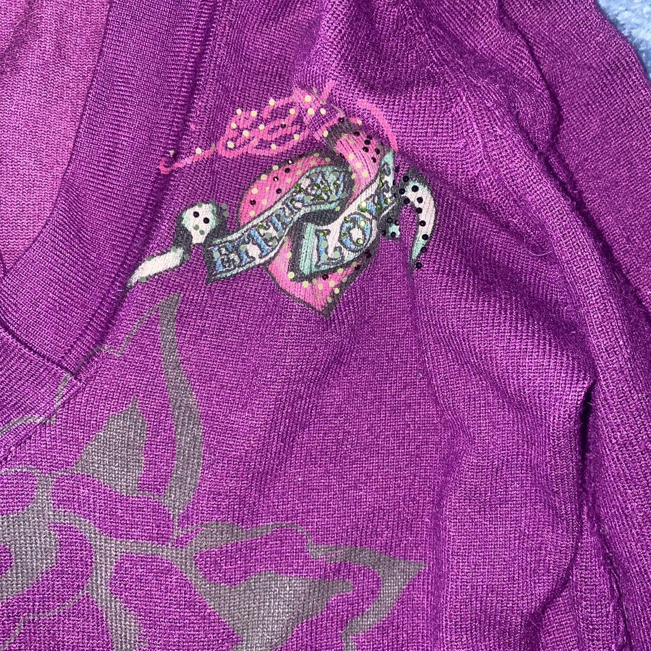 Pink Ed Hardy hoodie with long sleeves #y2kstyle... - Depop