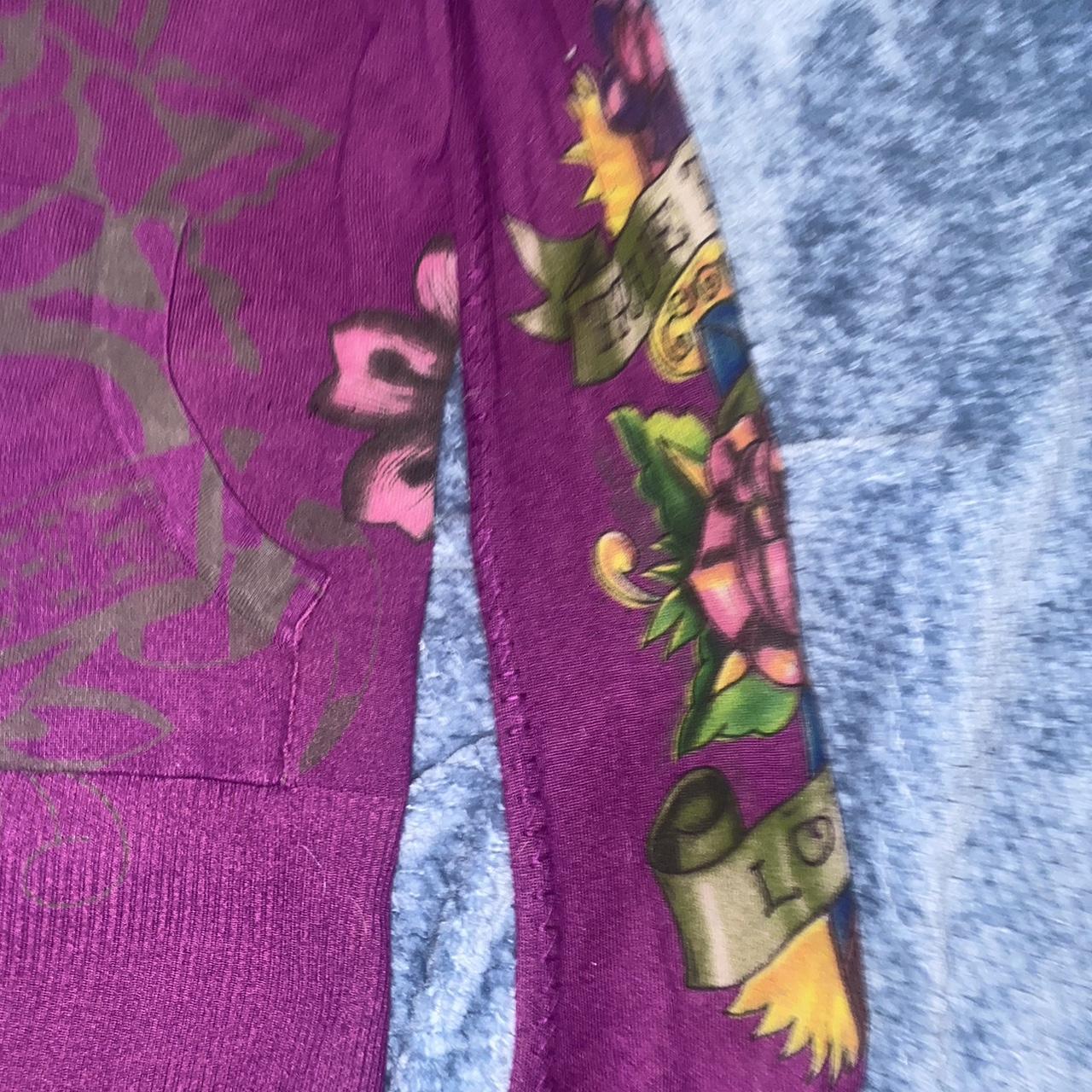 Pink Ed Hardy hoodie with long sleeves #y2kstyle... - Depop