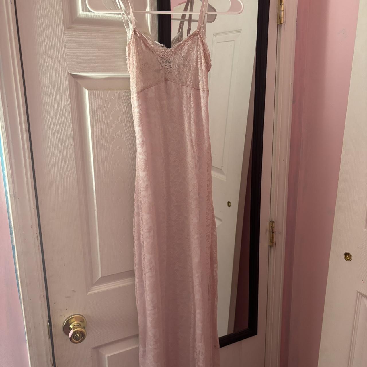 long pink lacey dress!! | Depop