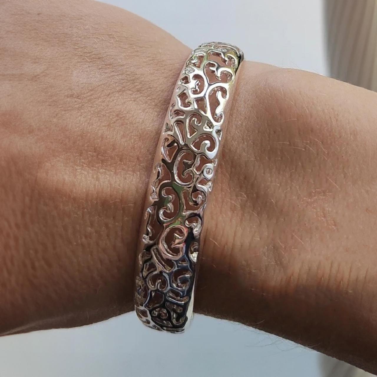 925 Sterling Silver Filled Thick Hollow Open Cuff