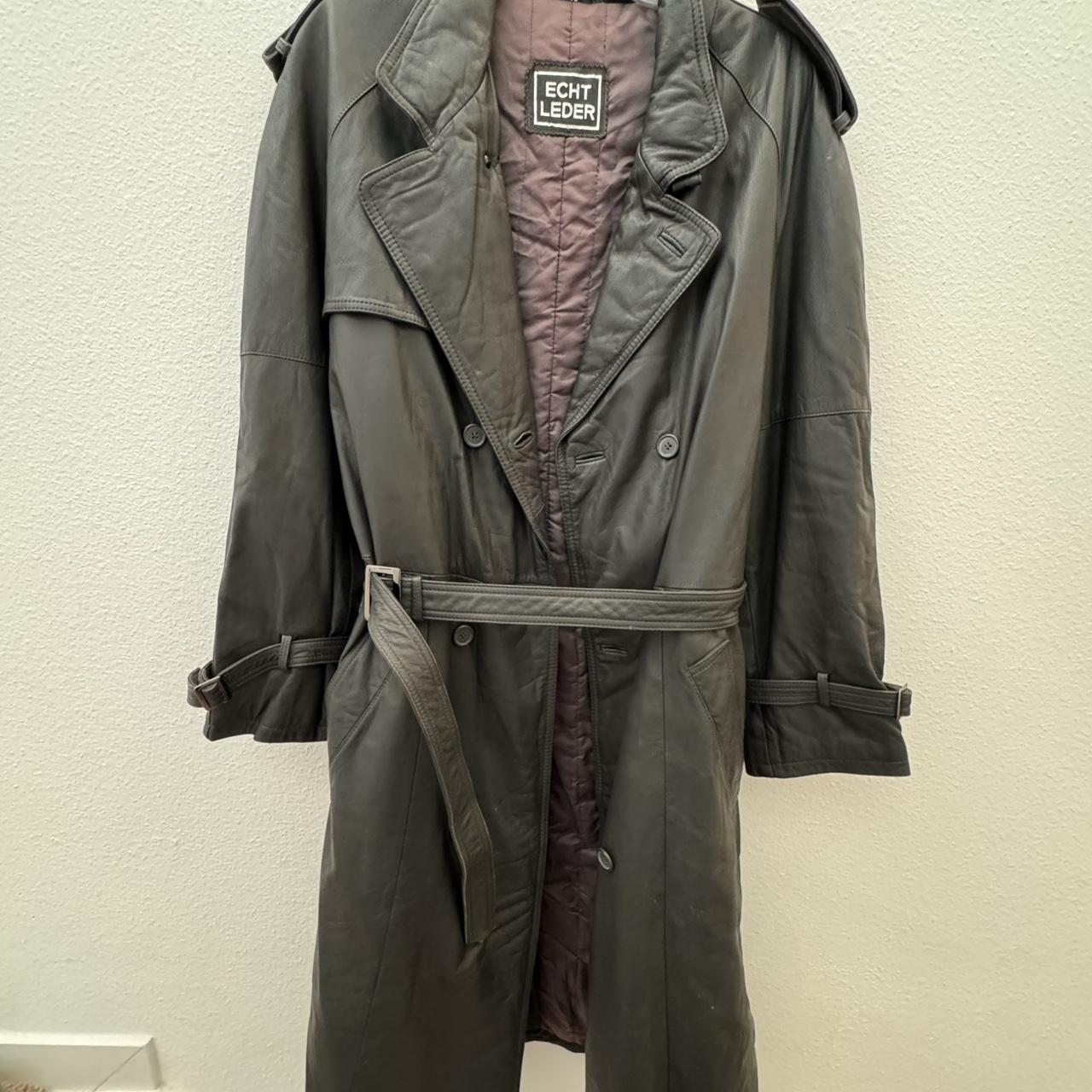 Real Napa Leather Trench Coat. Size 46. Barely worn... - Depop