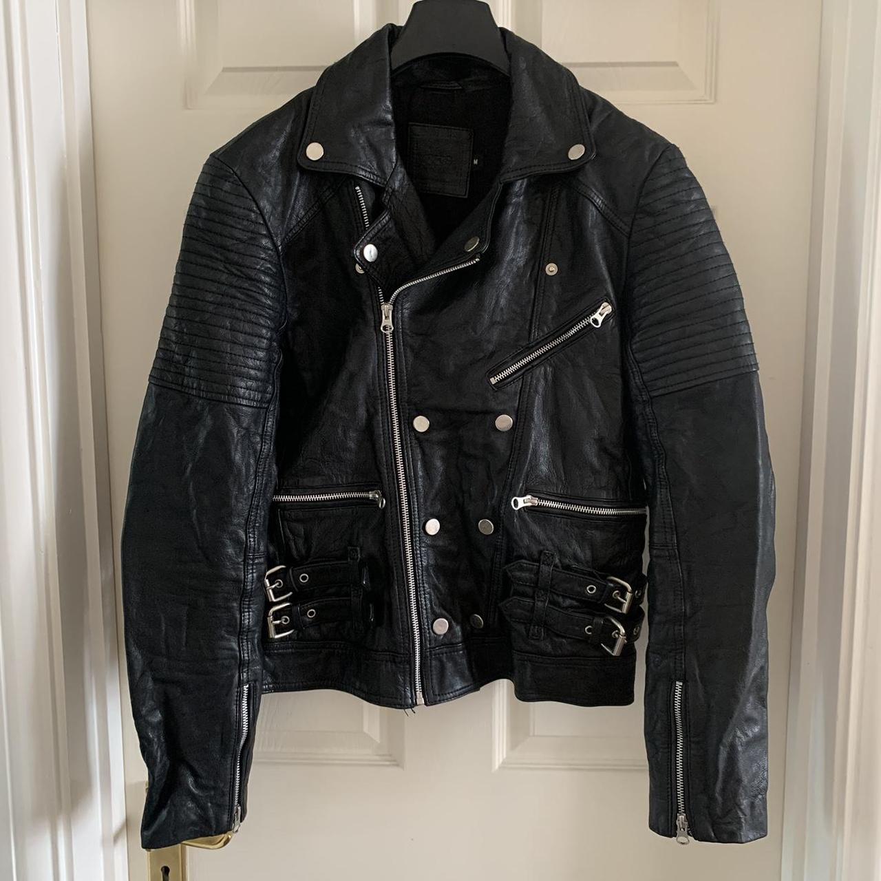 Leather biker jacket Size Medium Excellent... - Depop