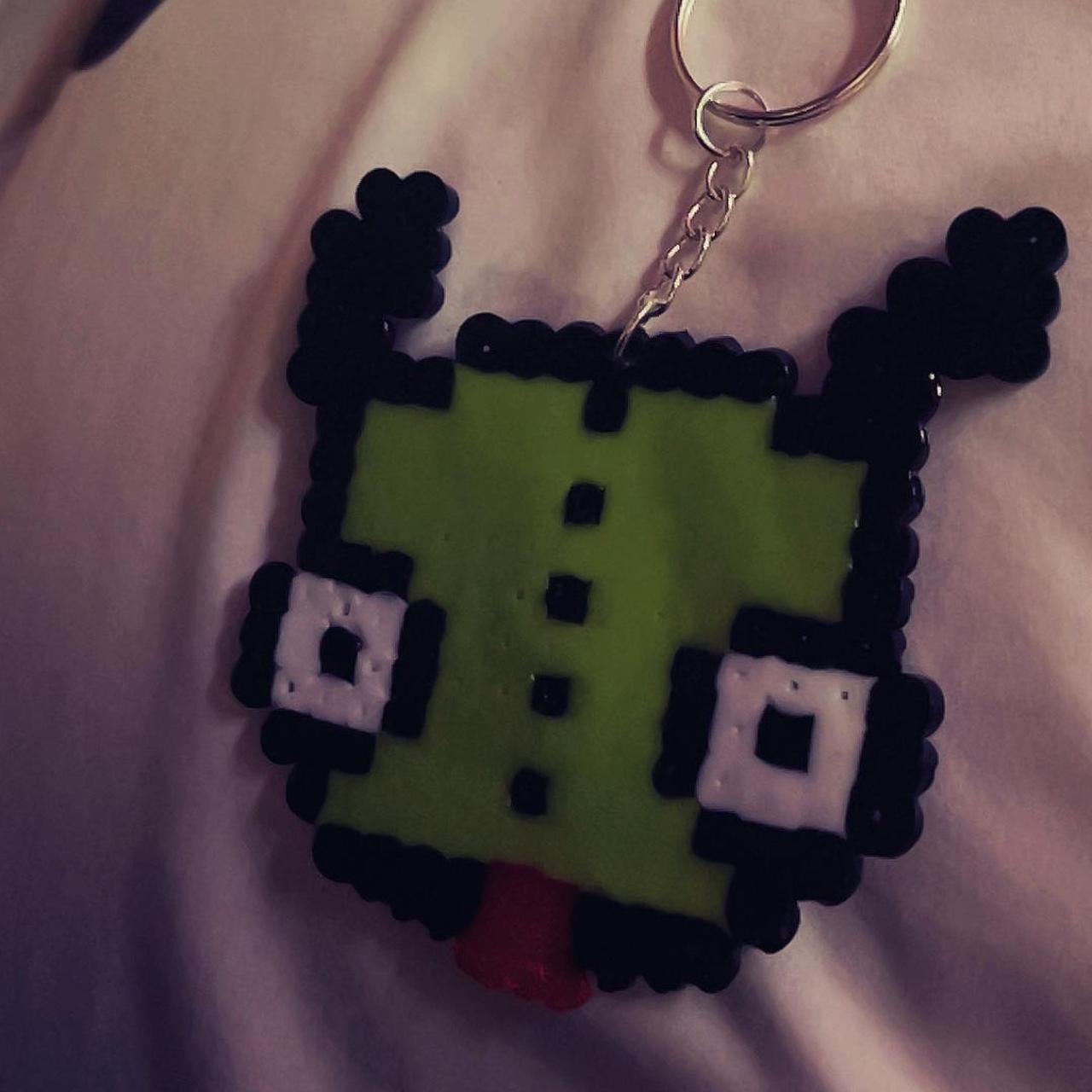 Invader zim, Gir, perler bead keychain #Gir... - Depop