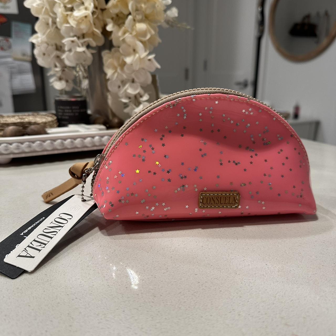 Mini Consuela Cosmetic Bag Bright pink with silver... - Depop
