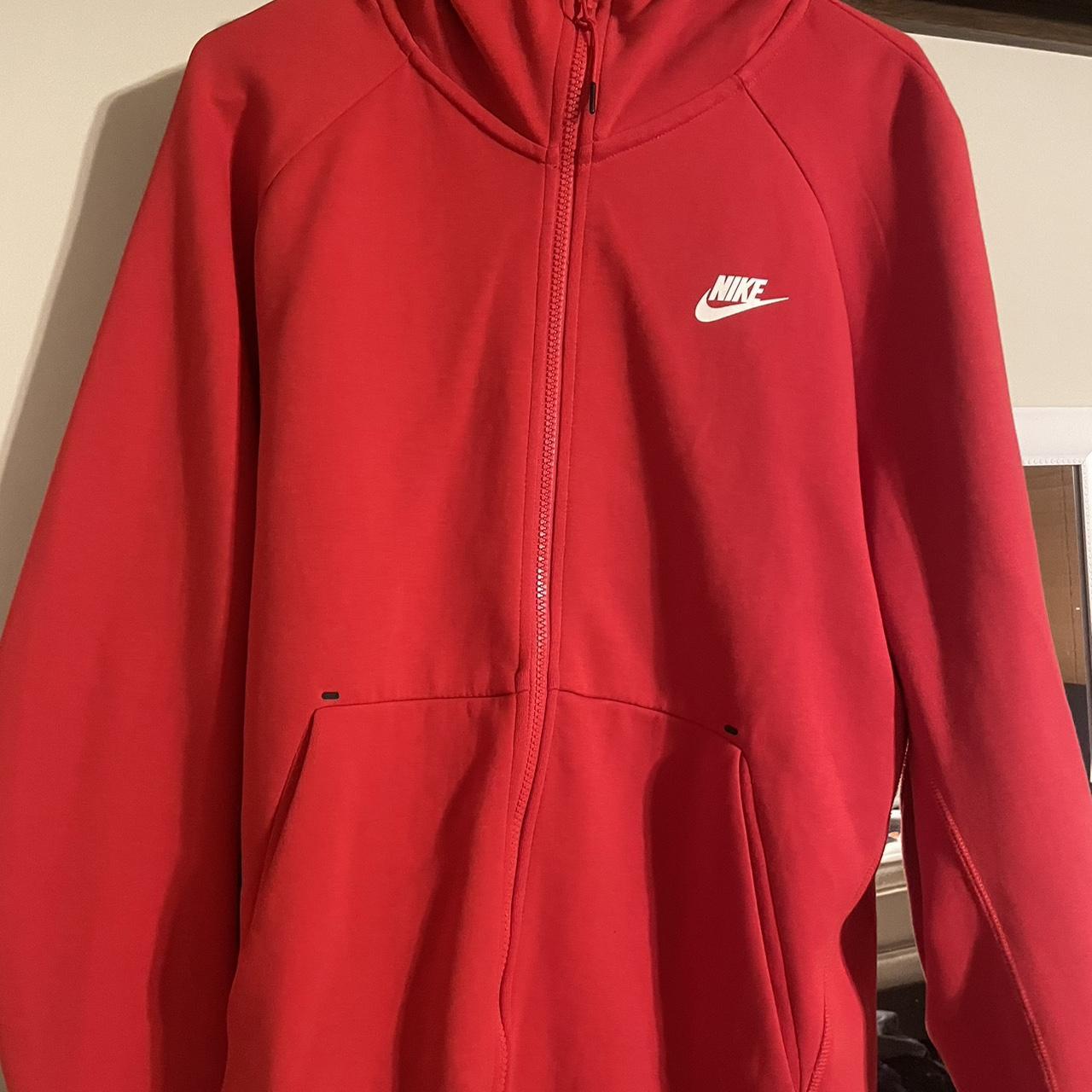 Red Nike Tech Fleece Zip Up Men’s large Good... - Depop
