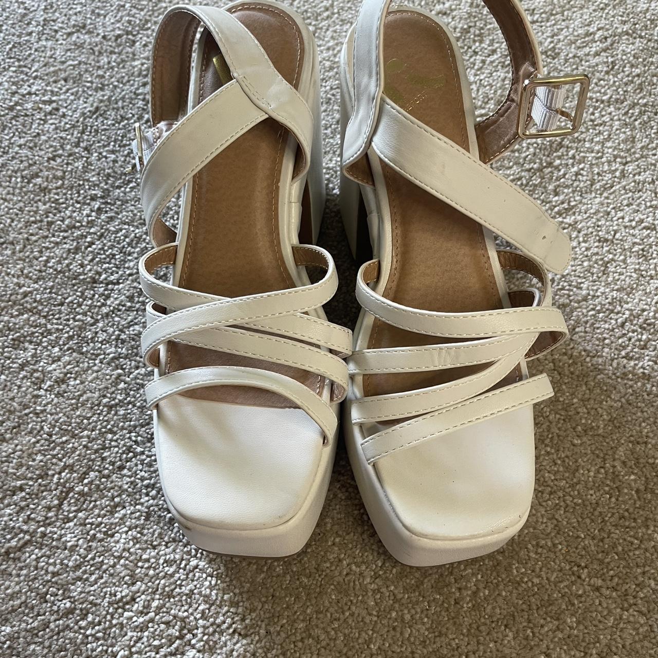 Strappy White Platform Sandal heels #bridal #bride... | Depop