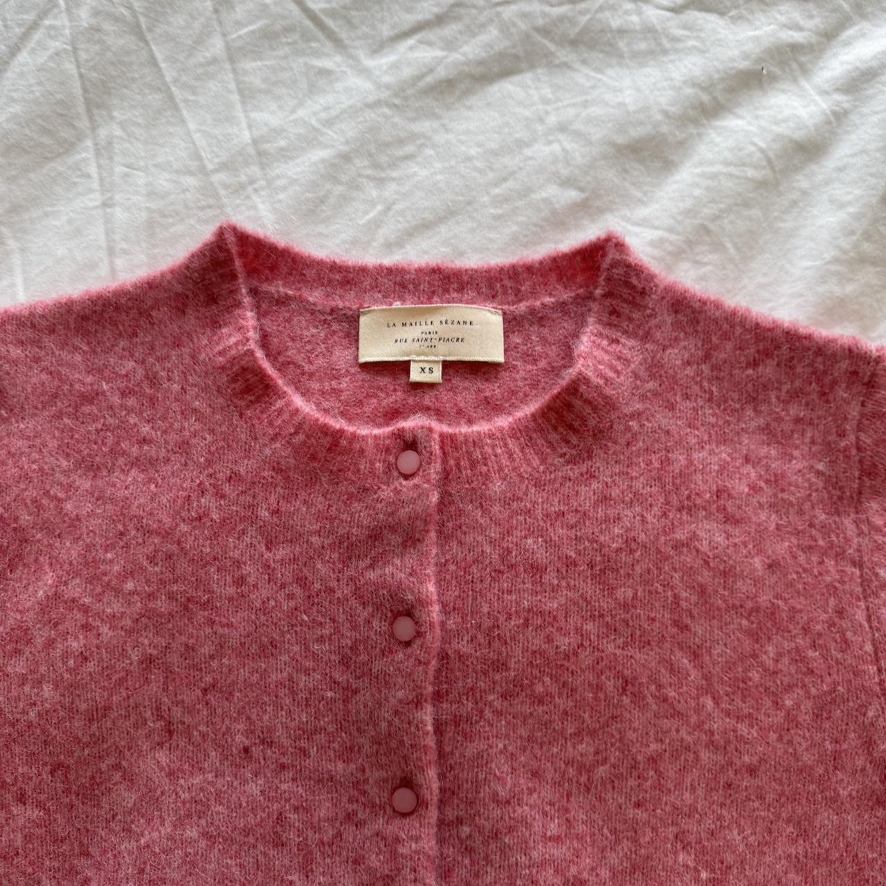 Sezane pastel pink wool blended cardigan worn once... - Depop