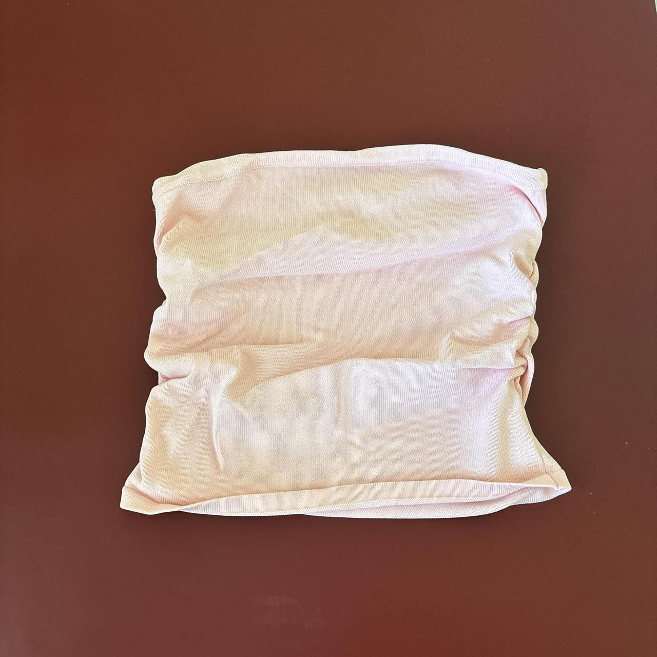 Small glassons light pink ruched strapless tube... | Depop