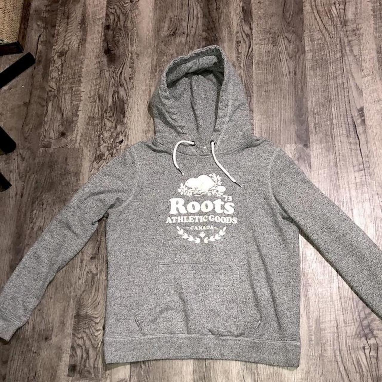 Roots Grey Hoodie Sweatshirt - Depop