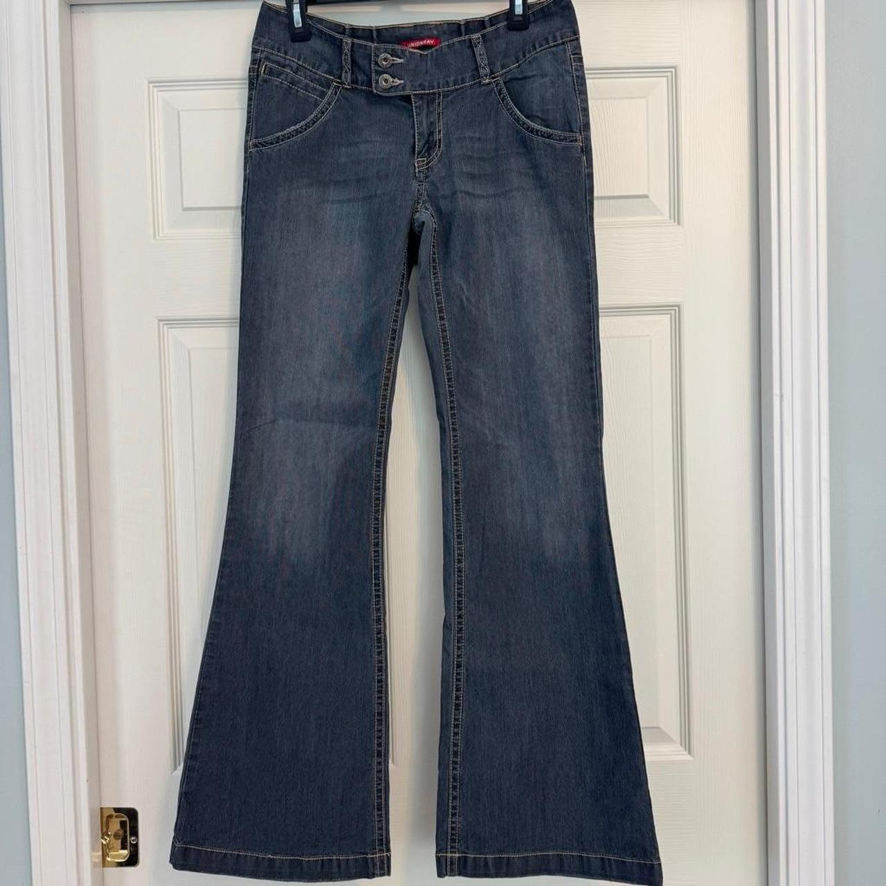 Y2K Union Bay women's flare jeans in a dark blue... | Depop