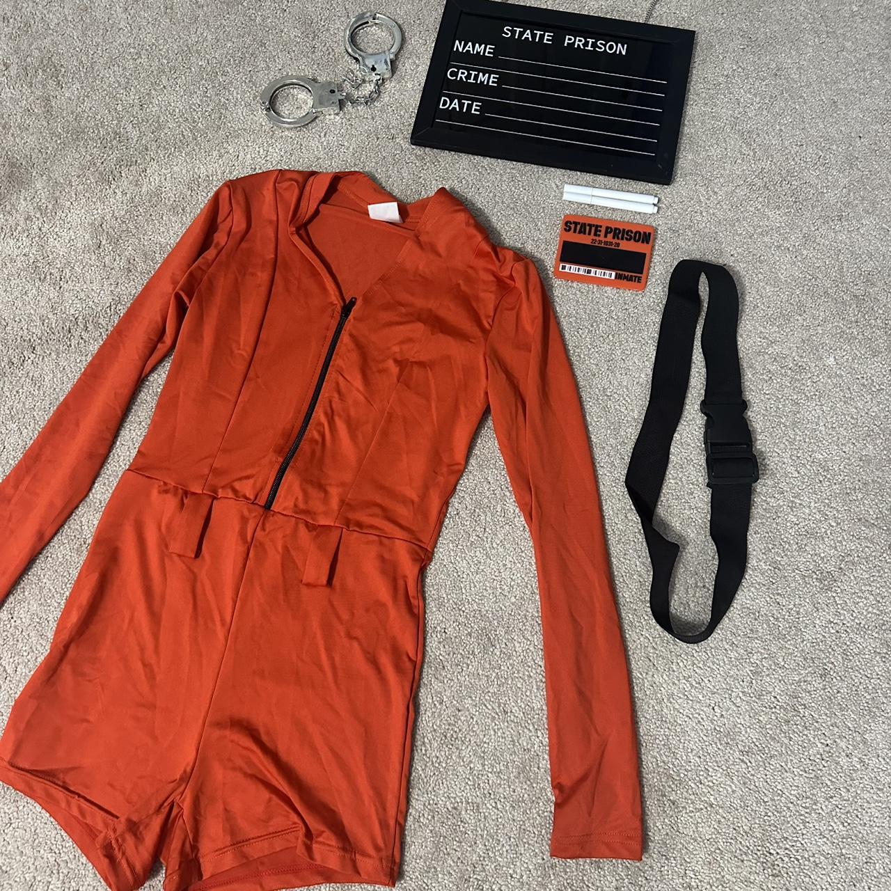 Sexy Prisoner Costume orange jumpsuit and black... - Depop