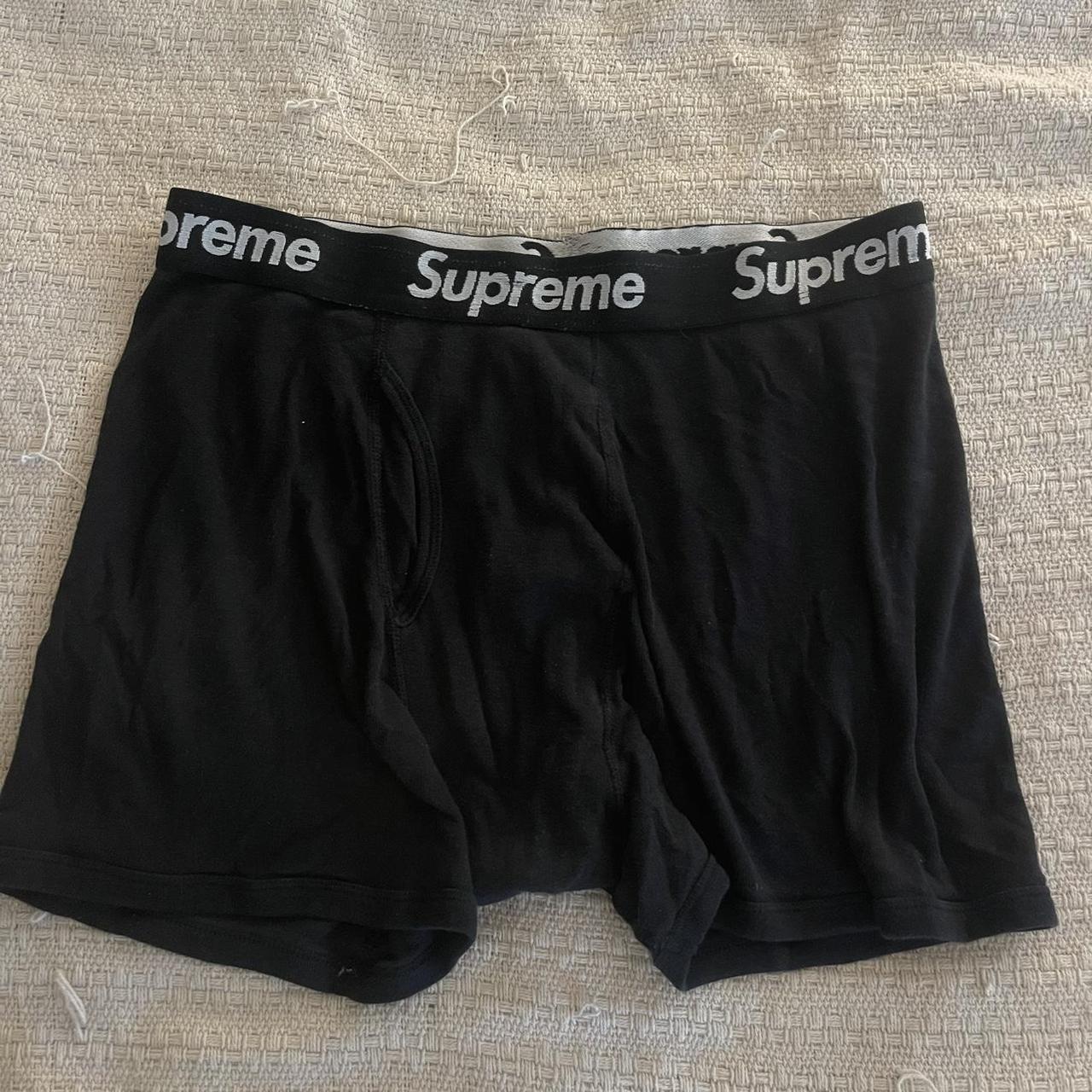 supreme black boxers - Depop