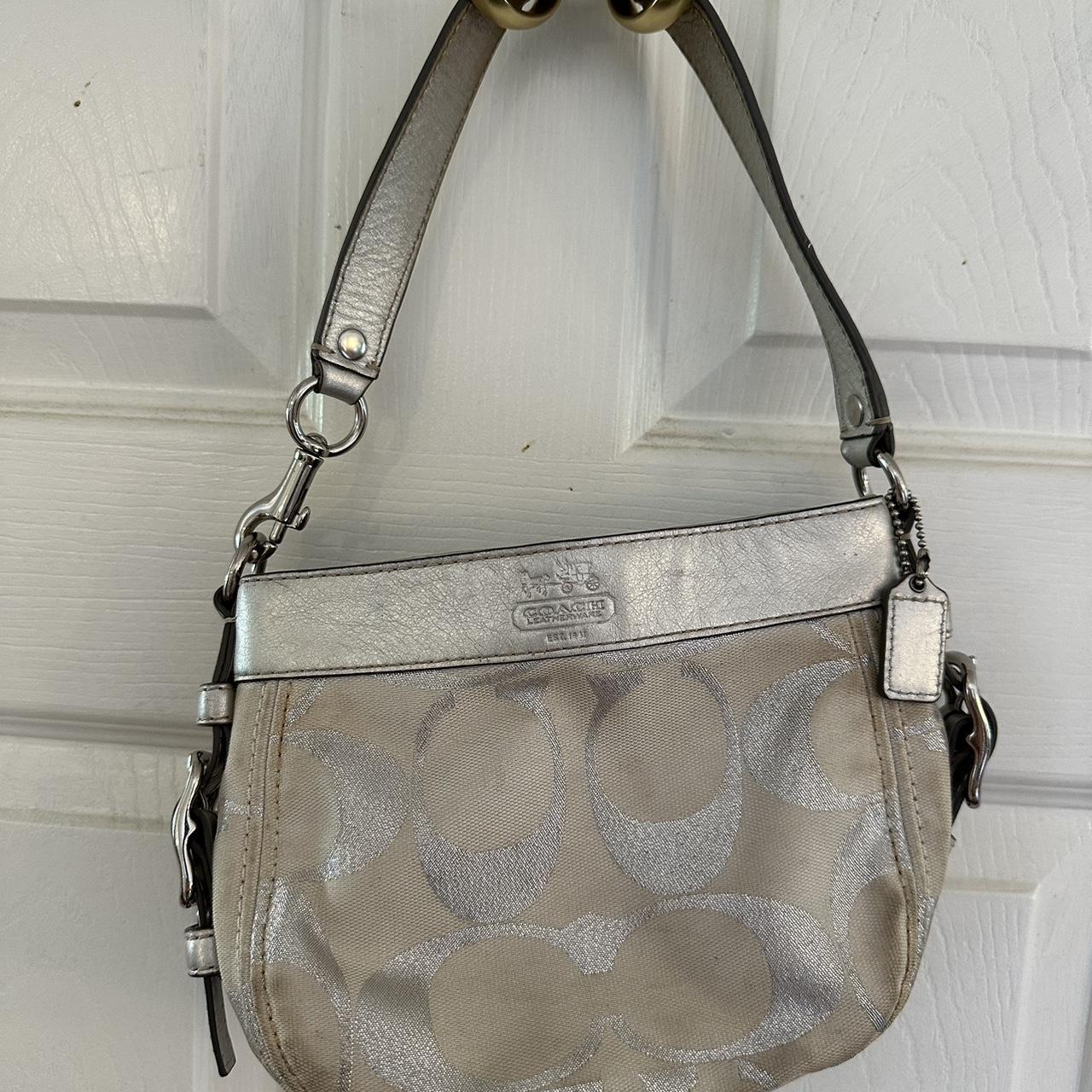 Vintage y2k white and silver Coach bag from the... - Depop