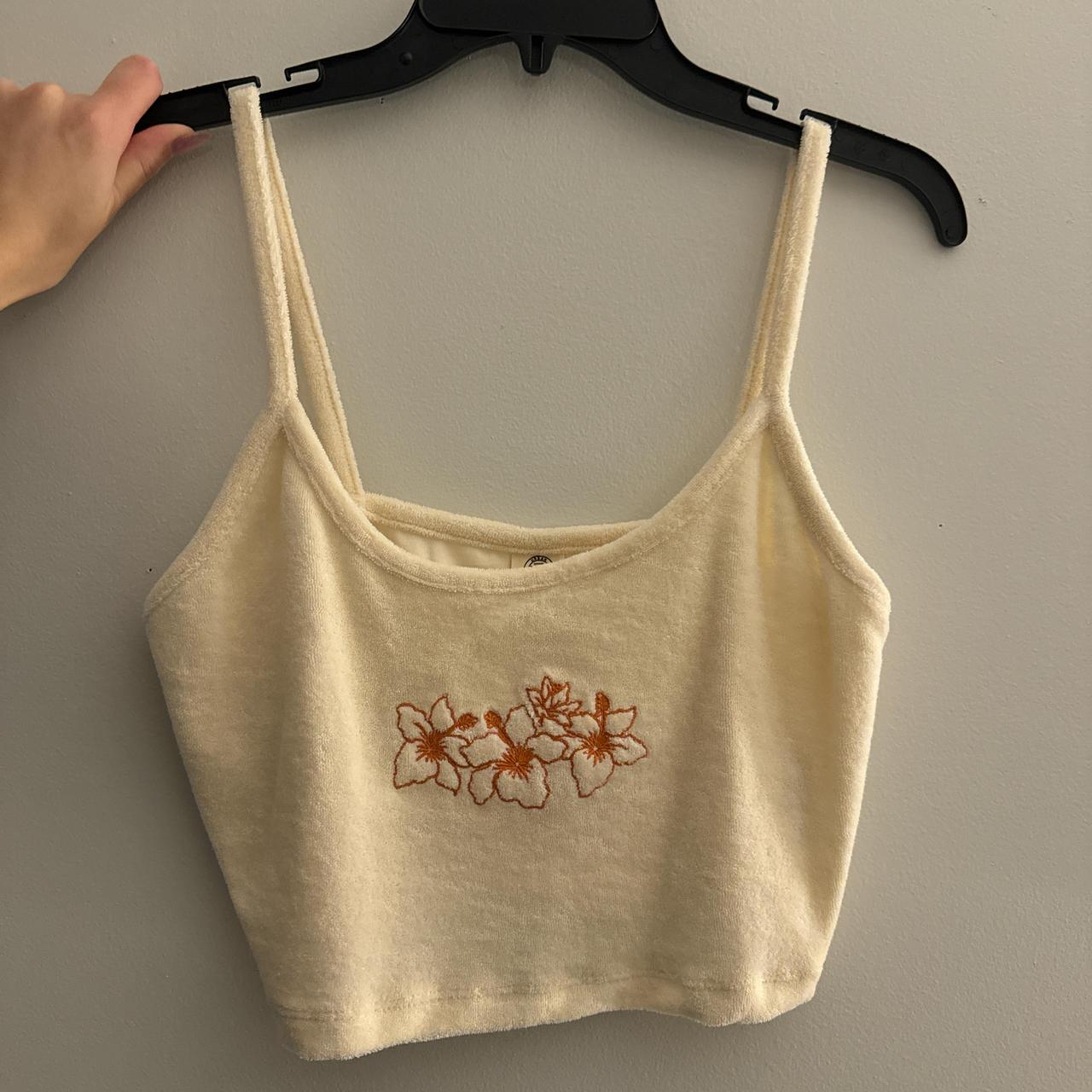 Urban Outfitters Terry cloth tank top with hibiscus... | Depop