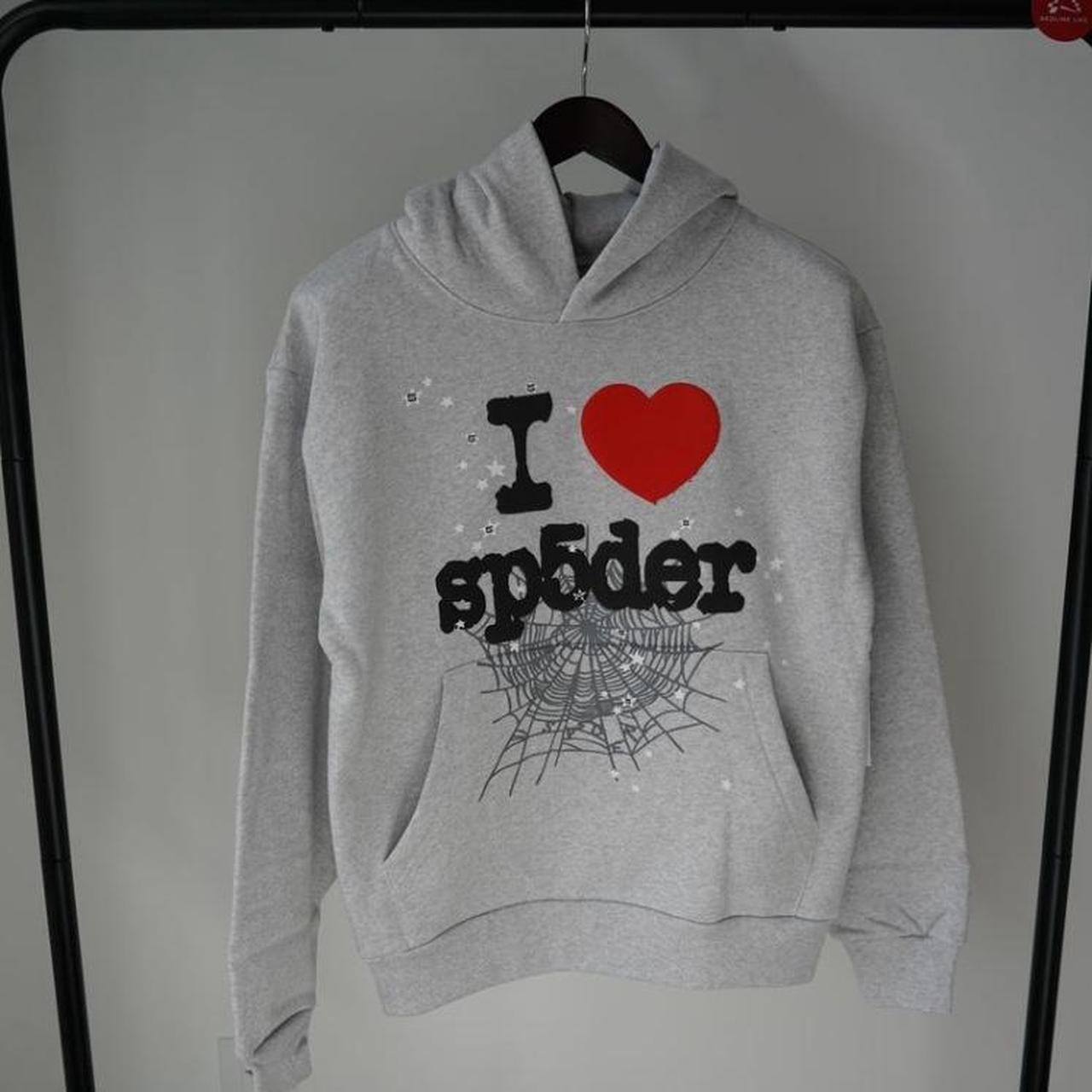 Sp5der ‘I Heart Sp5der’ Grey Souvenir Hoodie size -... | Depop
